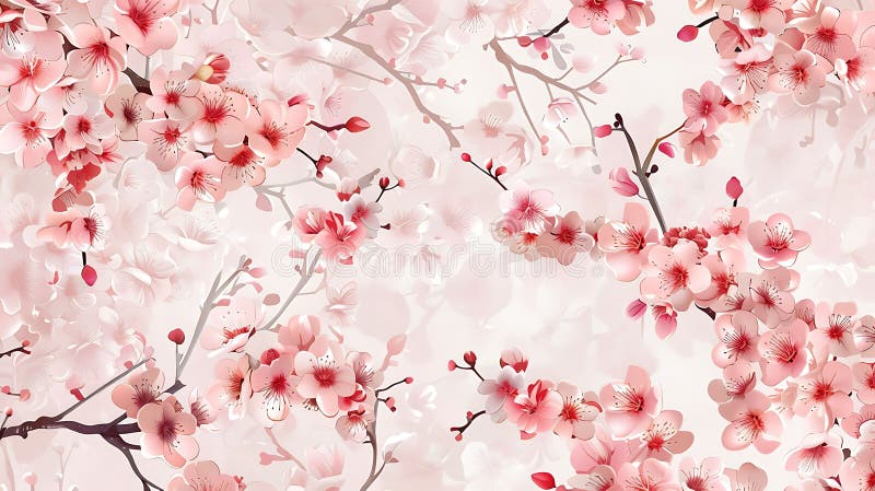 Delicate Cherry Blossom Pattern Stock Illustration - Illustration of ...