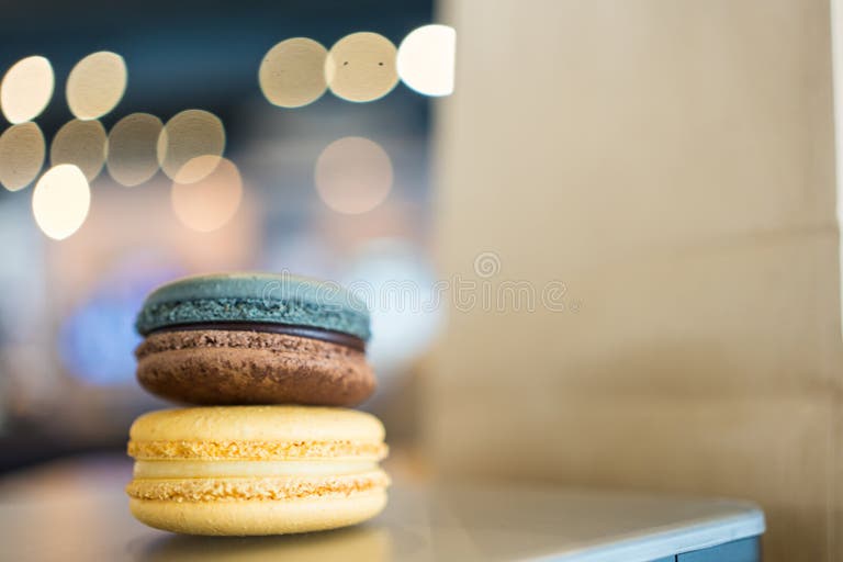 Delicate Chocolate and Lemon Flavored Macarons Stock Image - Image of ...
