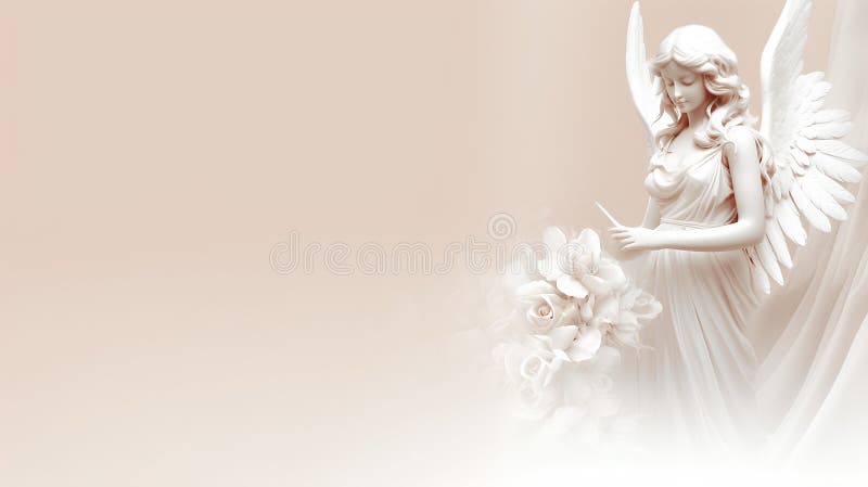 A Delicate Christmas Angel on a Beige Background. Christmas Card. Stock ...