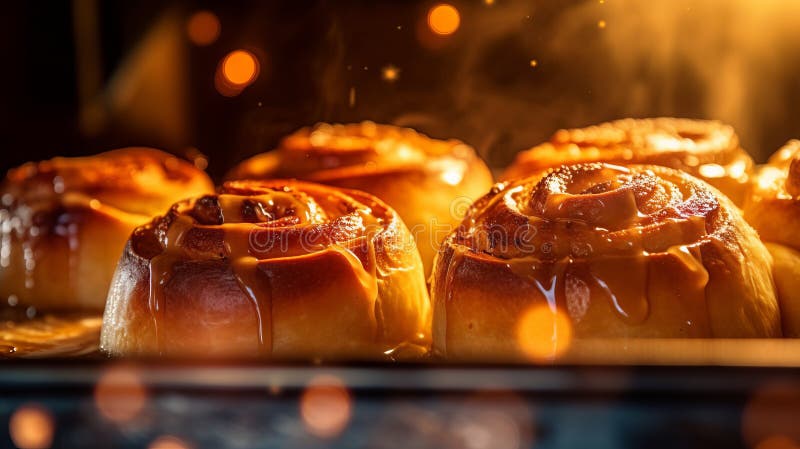 Delicate Cinnamon Rolls with Powdered Sugar Dusting Stock Illustration ...