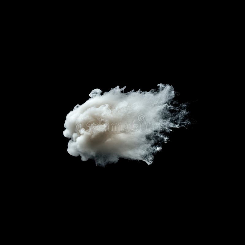 Delicate Cloud Floating Effortlessly Against Black Background Stock ...