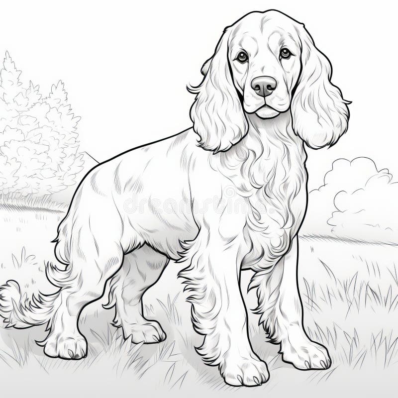 Delicate Cocker Spaniel Coloring Sheets with Distinct Markings Stock ...