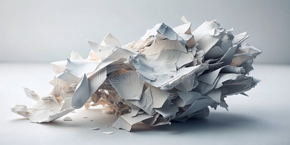 Delicate Collection of Torn White Paper Pieces a Closeup Study of ...