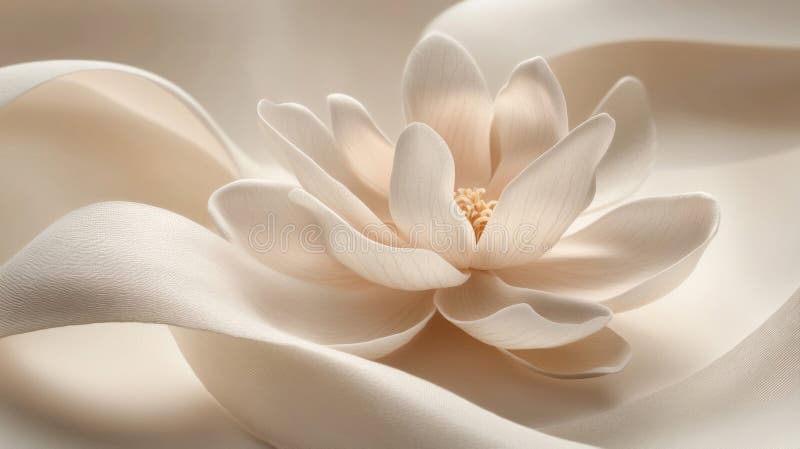 Delicate Cream Flower on Soft Fabric Background Stock Illustration ...