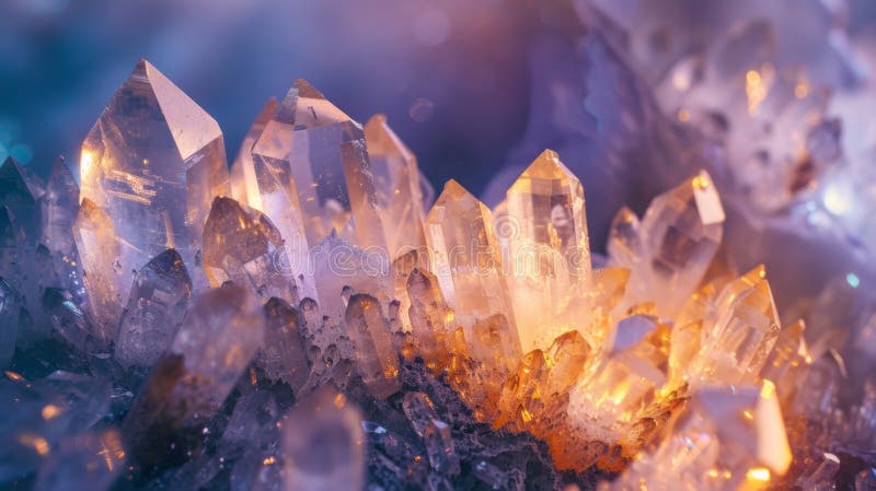 Delicate Crystals Intertwining Their Smooth Surfaces Lit Up from within ...