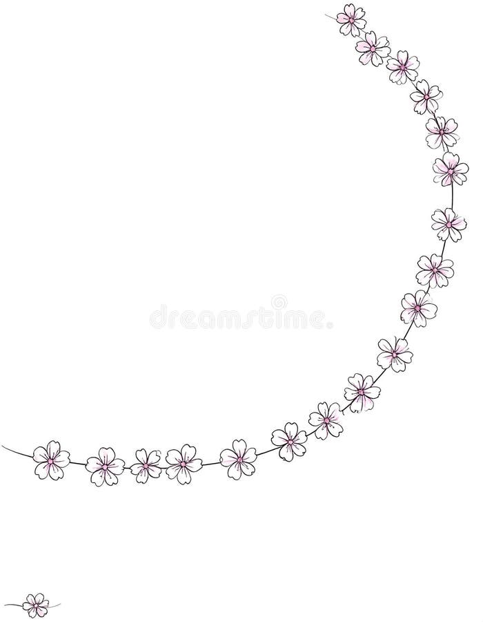 A Delicate, Curved Line of Outlined Flowers with Subtle Pink Accents ...