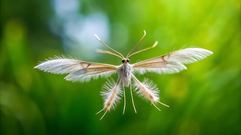 Delicate Dance of Nature: a Plume Moth in Flight Generative AI Stock ...