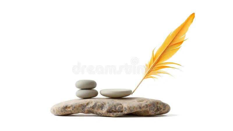 A Delicate Dance of Opposites Feather and Stone a Striking Visual ...