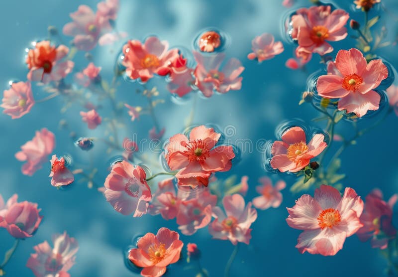 A Delicate Dance of Rose Petals on Serene Water Surface, Symbolizing ...