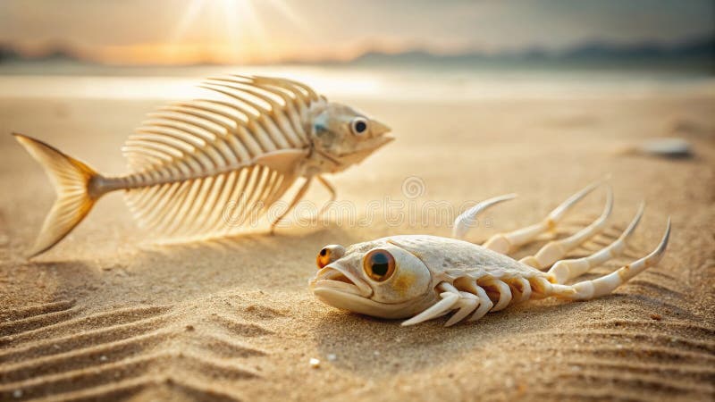 A Delicate Dance on the Shore Minimalist Beach Scene Featuring a Crab ...