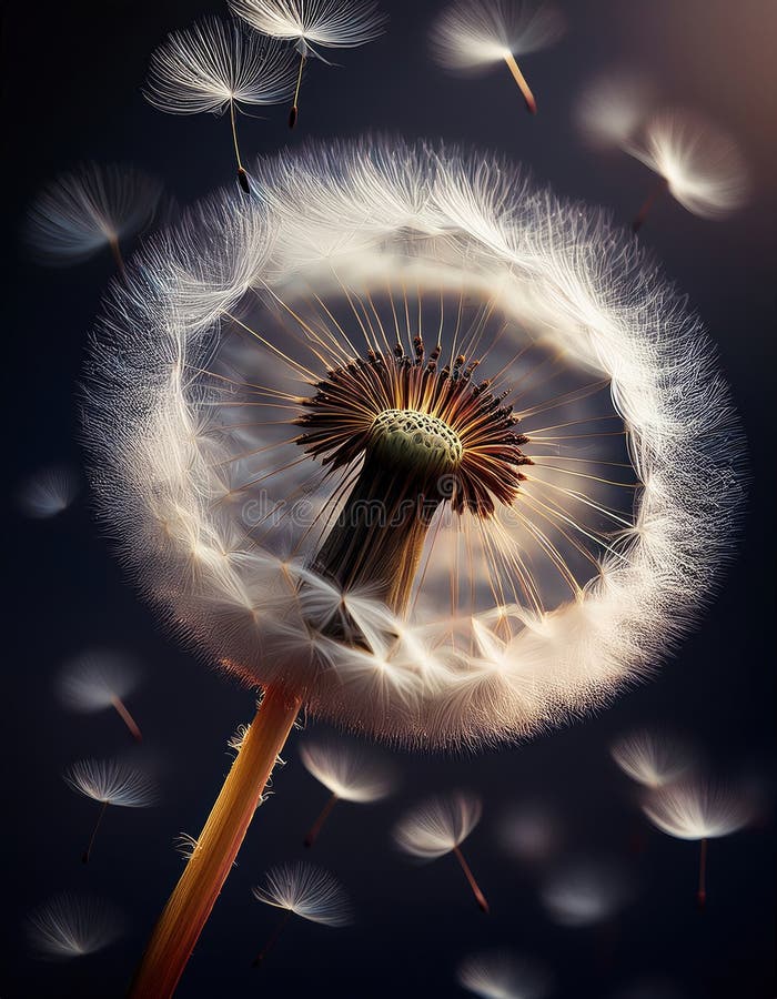 Delicate Dandelion Seeds Dancing through the Stock Image - Image of ...