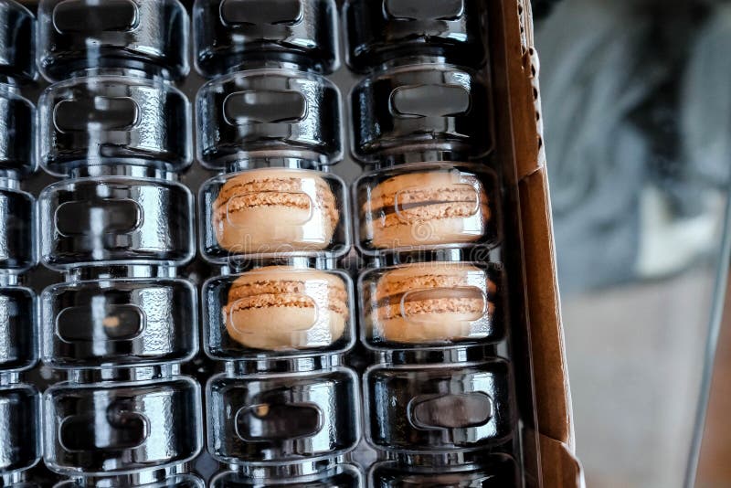 Delicate Dessert in Packaging for Transportation Under a Transparent ...