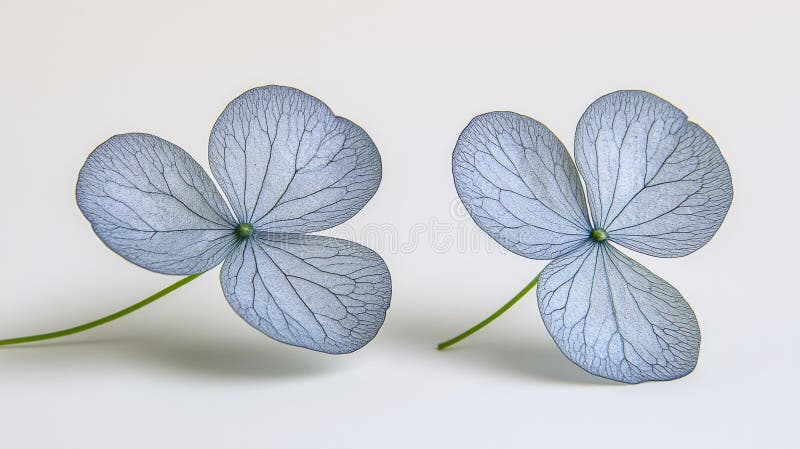 Delicate Details, Two Pale Blue Hydrangea Flowers with Visible Veins on ...