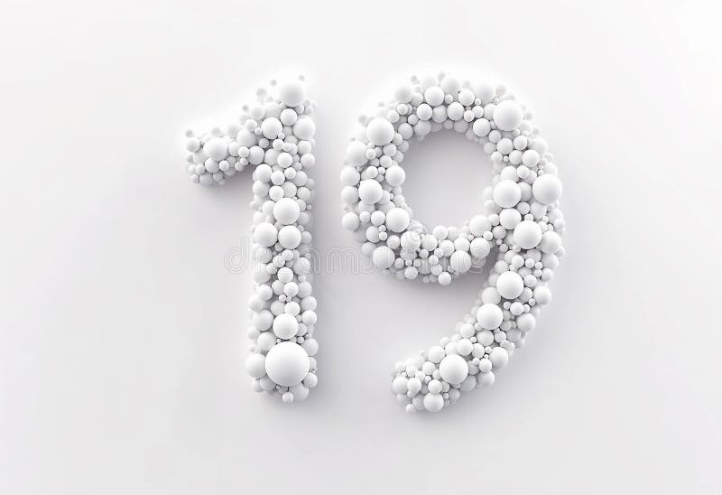 Delicate Display of White Spheres Forming the Number Nineteen in a ...