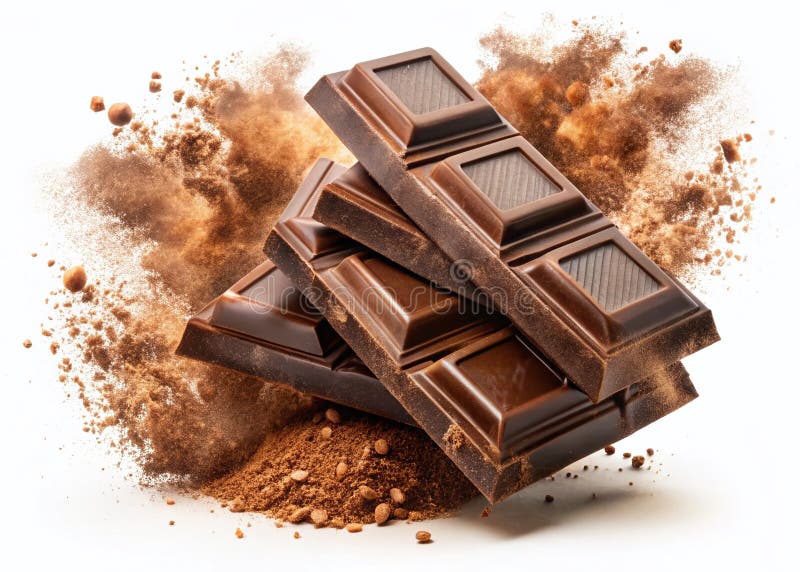 A Delicate Double Exposure of a Broken Dark Chocolate Bar Showcasing ...