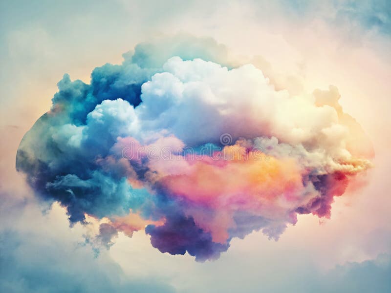 A Delicate Double Exposure Watercolor Cloudscape a Dreamy Light and ...
