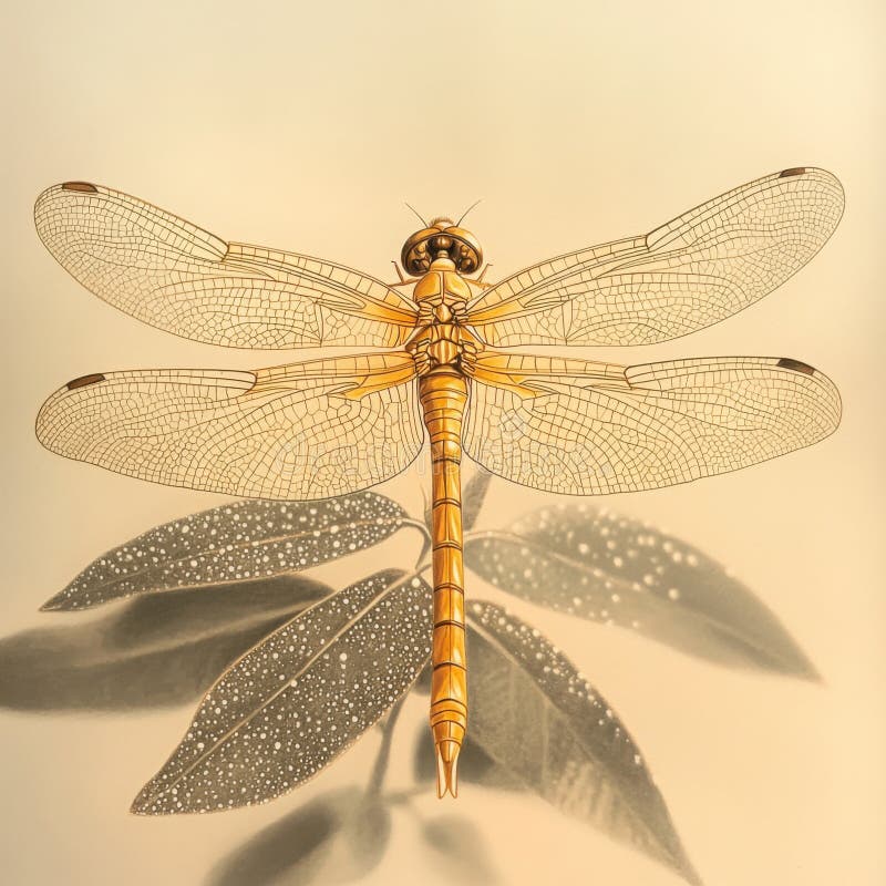Delicate Dragonfly Intricate Wing Patterns Perched Leaf Stock Photos ...