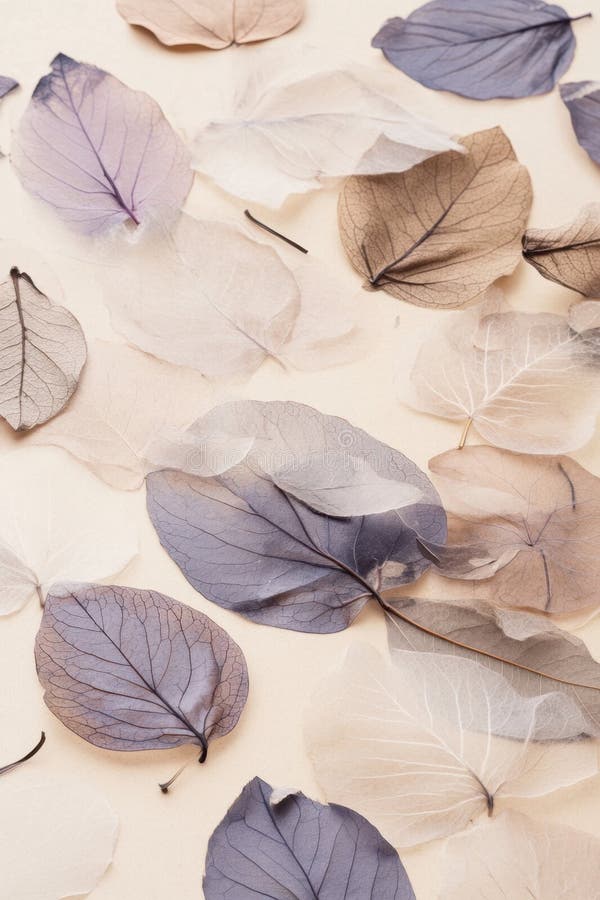 Delicate Dried Leaves Patterned on Beige Background - Natures Subtle ...