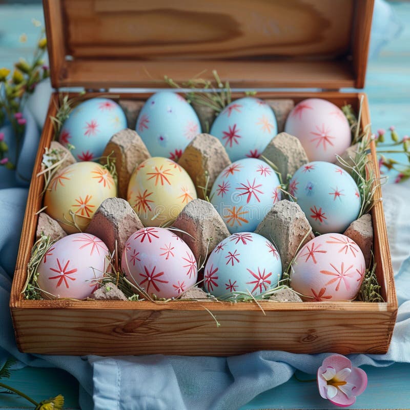 Delicate Easter Eggs Nestled in Craft Box, Perfect Easter Present Stock ...