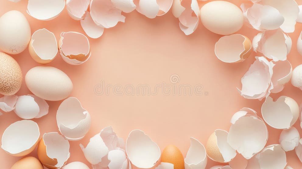 Delicate Eggshell Circle on a Soft Peach Background a Study in Texture ...