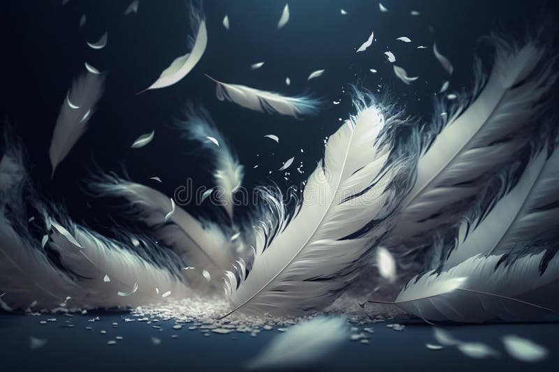 Delicate Elegant White Falling Feathers Background. Generative AI Stock ...