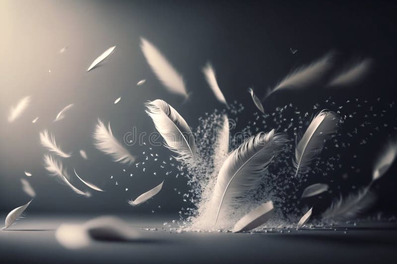 Delicate Elegant White Falling Feathers Background. Generative AI Stock ...