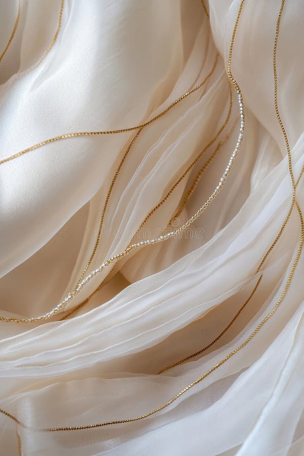 Delicate Fabric Draped Gracefully with Subtle Golden Threads Stock ...