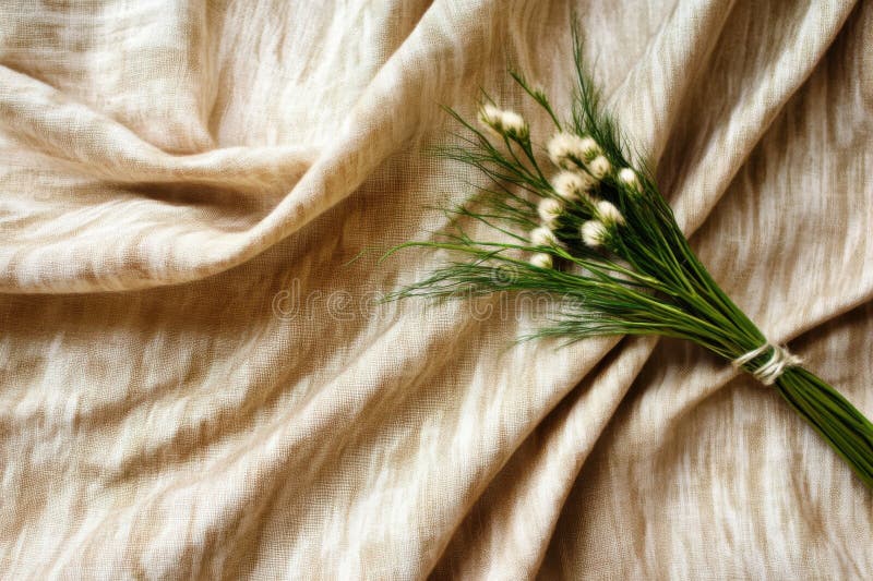 Delicate Fabric with Rustic Flower Bouquet on Textured Surface Stock ...