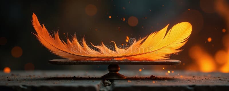 Delicate Feather Balances Raging Fire on Antique Scale Artwork ...