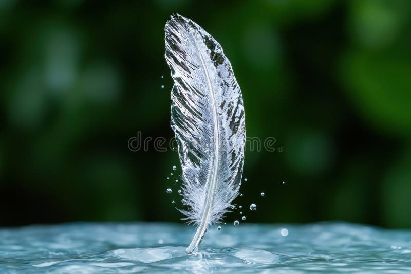 Delicate Feather Floating on Water Stock Illustration - Illustration of ...