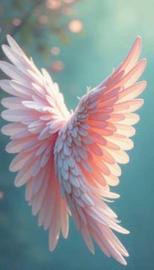 Delicate, Feathered Angel Wings, Soft Pastel Palette, Holy, Shadow ...
