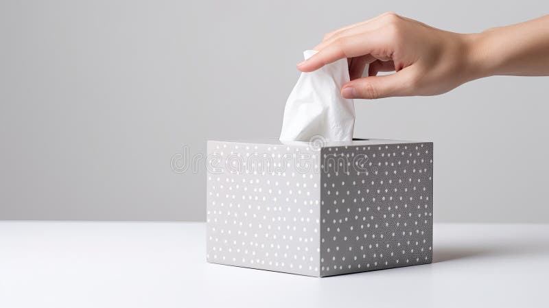 Female Hand Taking a Tissue from a Box Stock Image - Image of isolated ...