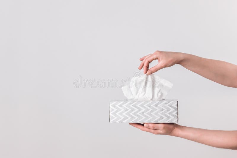 Delicate Female Hands Holding a Tissue Box Stock Image - Image of hold ...