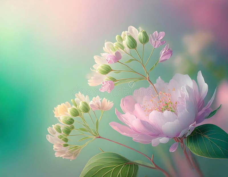 Delicate Floral Background with Soft Pastel Colors and Botanical ...