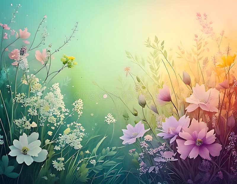 Delicate Floral Background with Soft Pastel Colors and Botanical ...