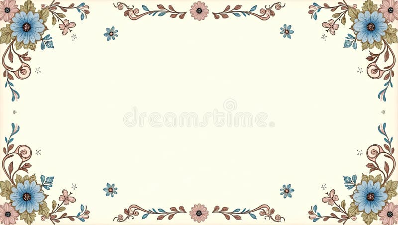 Delicate Floral Corner Border Design with Elegant Hand-drawn Botanical ...