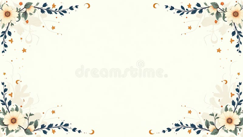 Delicate Floral Corner Border Design with Elegant Hand-drawn Botanical ...