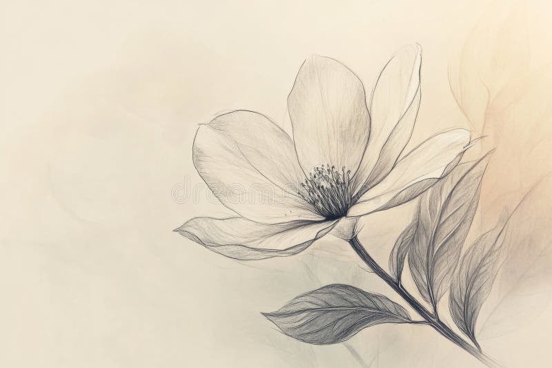 Delicate Floral Drawing , Elegant Botanical Art Stock Illustration ...