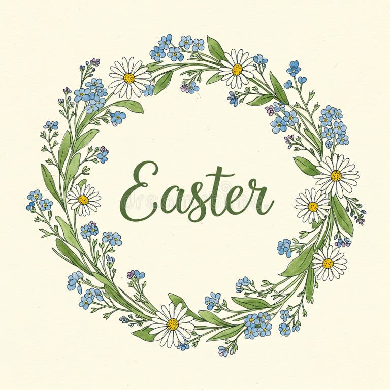 Delicate Floral Easter Frame Stock Illustration - Illustration of ...