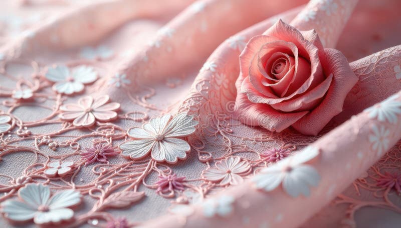 Delicate Floral Lace Fabric, Intricate Design , Mesh, Delicate Stock ...