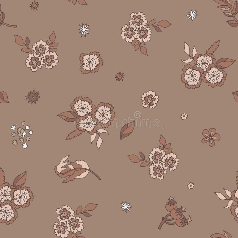 Delicate Floral Pattern Mocha Mousse Stock Illustration - Illustration ...