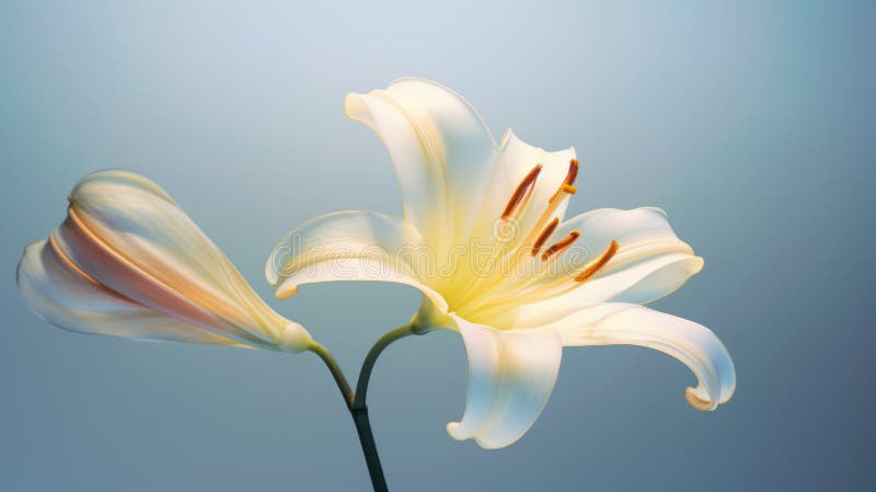 Delicate Floral Studies: a White Lily in Bloom with Soft Atmospheric ...