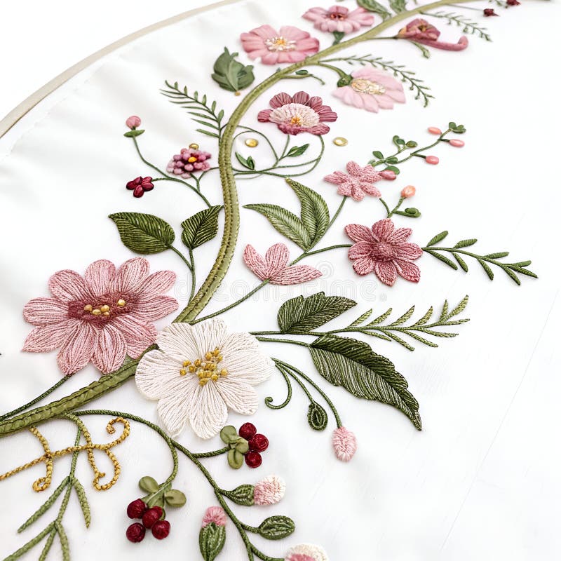 Delicate Floral Vine Embroidery Design Isolated Stock Illustration ...