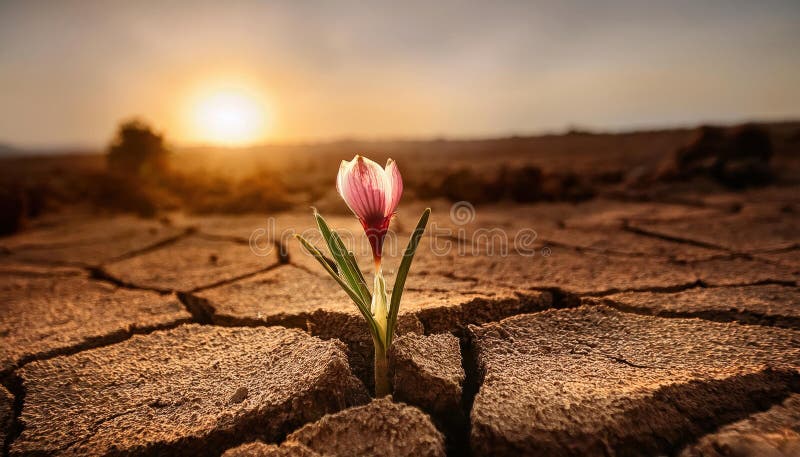 Delicate Flower Emerges Parched Stock Photos - Free & Royalty-Free ...