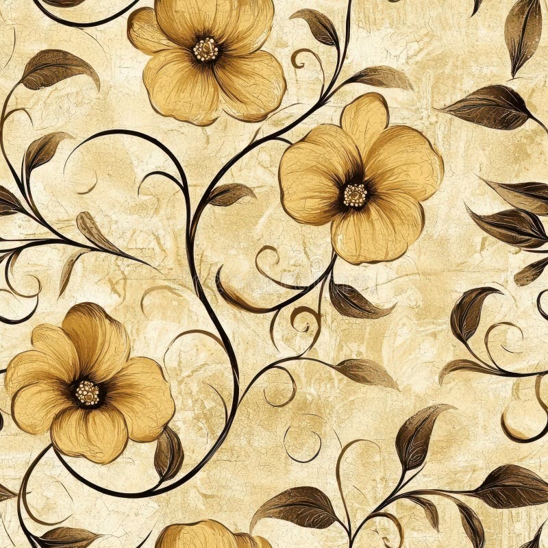 Delicate Flower Pattern on a Beige Background Providing a Soft and ...