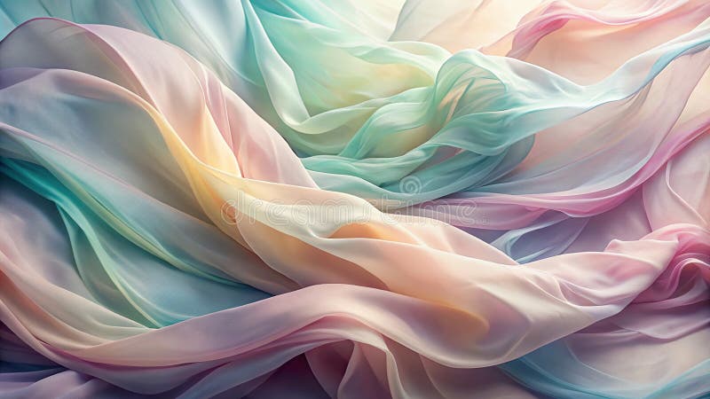 Delicate Folds of Translucent Fabric Dance in a Soft Breeze a Symphony ...