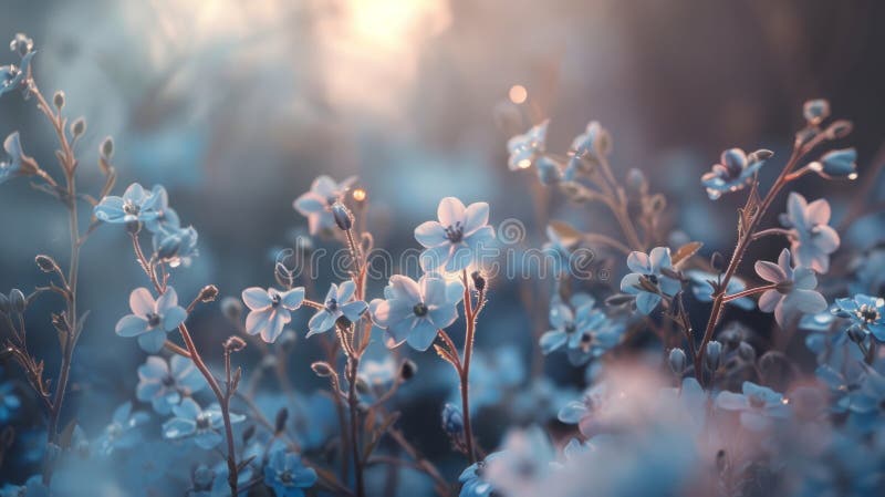 Delicate Forget-me-nots in Bloom Stock Illustration - Illustration of ...