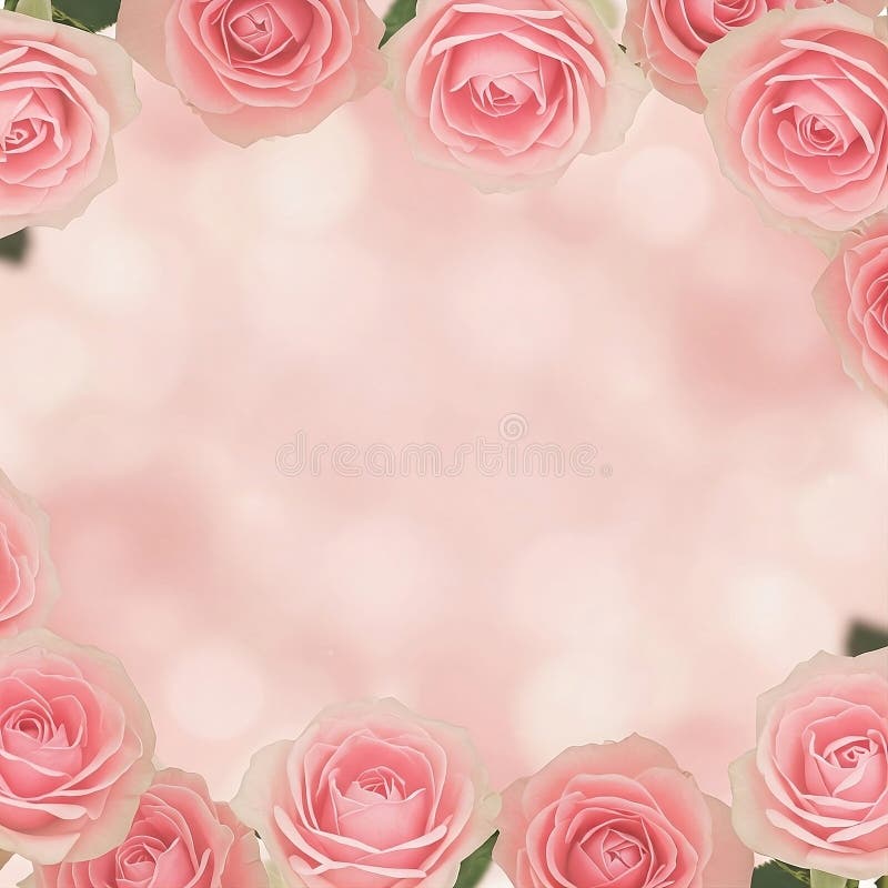 Soft Pink Roses Frame a Gentle Pink Background Stock Photo - Image of ...