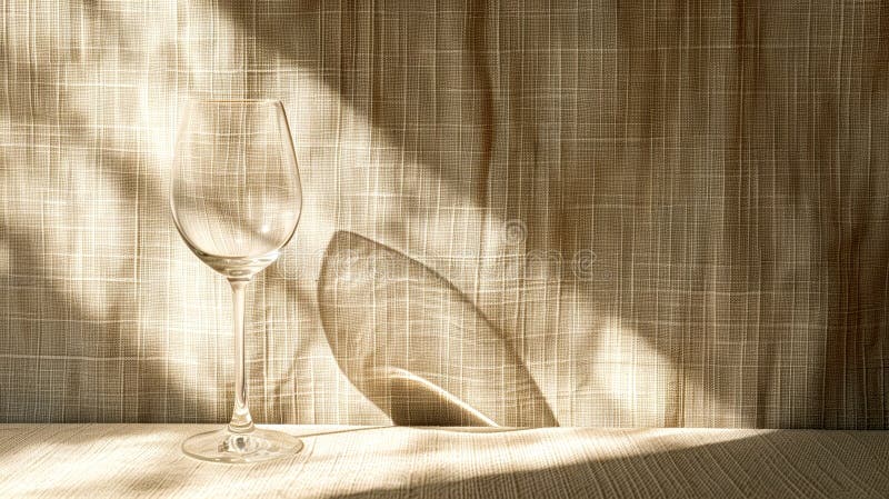 A Delicate Glass Catching Light And Casting Soft Shadows On Fabric At Noon Stock Illustration
