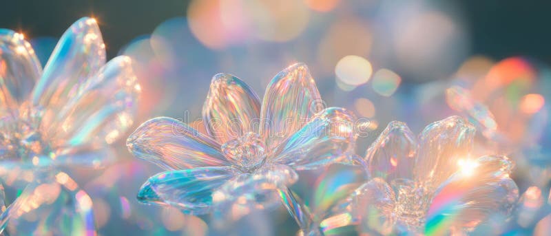 Delicate Glass Flowers Refracting Light and Creating a Sparkling ...